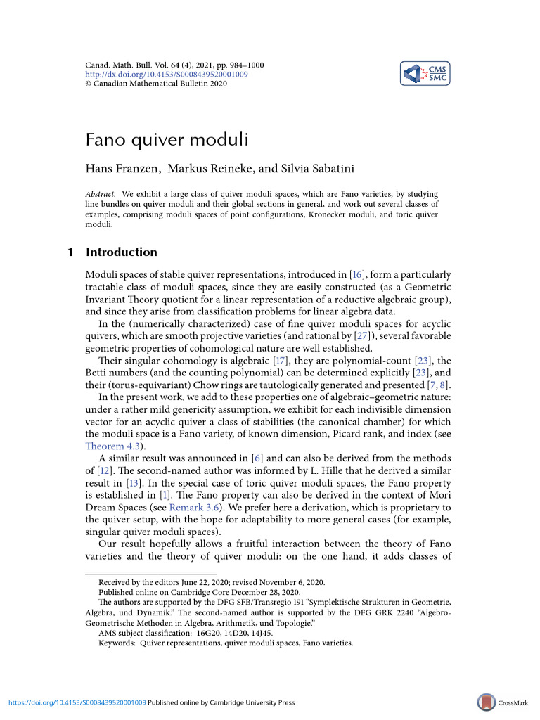 fano-quiver-moduli | PDF | Vector Space | Algebra