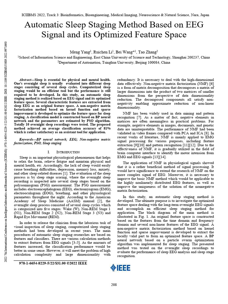 Automatic Sleep Staging Method Based on EEG Signal and Its Optimized ...