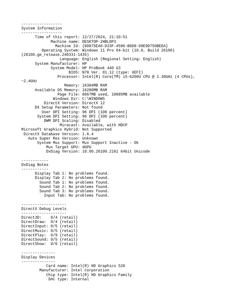 DxDiag | PDF | Device Driver | Computer Science