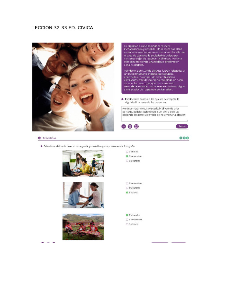 Leccion 32-33 Santillana Ed - Civica | PDF