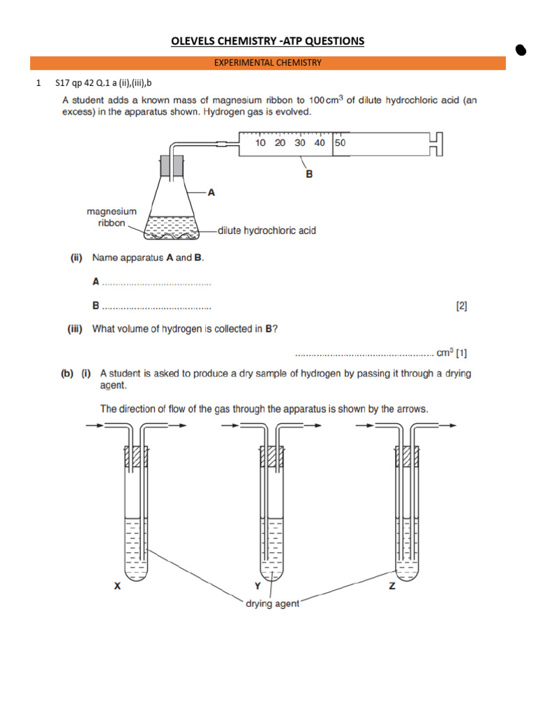 Olevels Experiemental Chemistry Atp | PDF