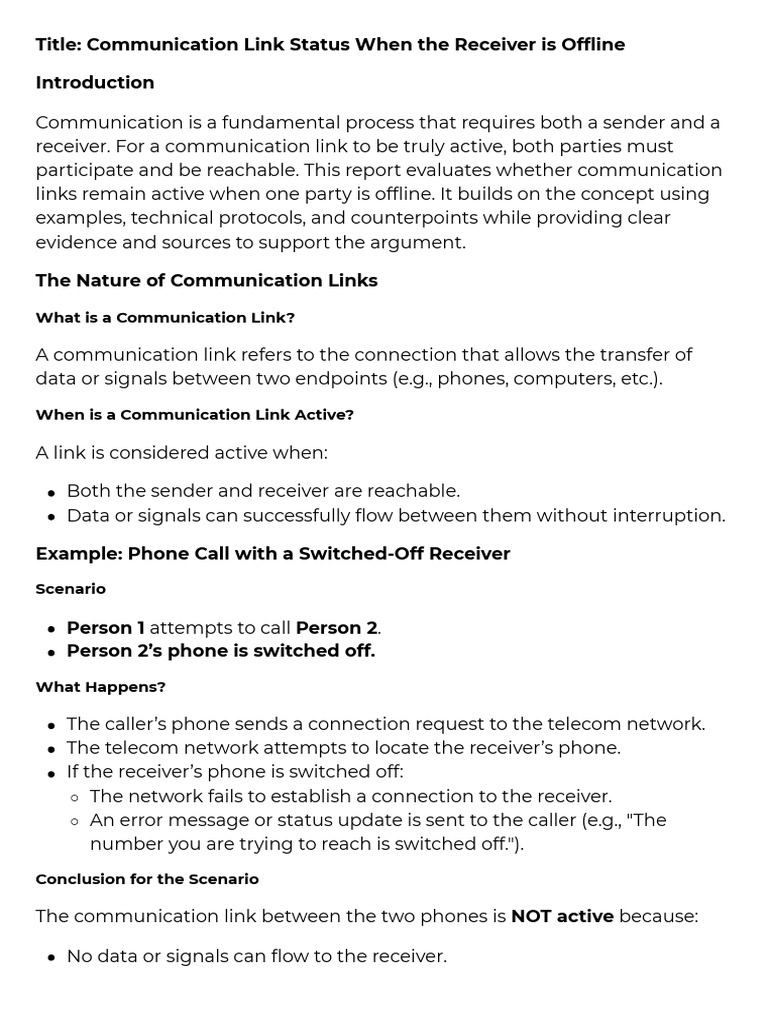 Active Links vs. Offline Communication | PDF | Telecommunications | Computer Network