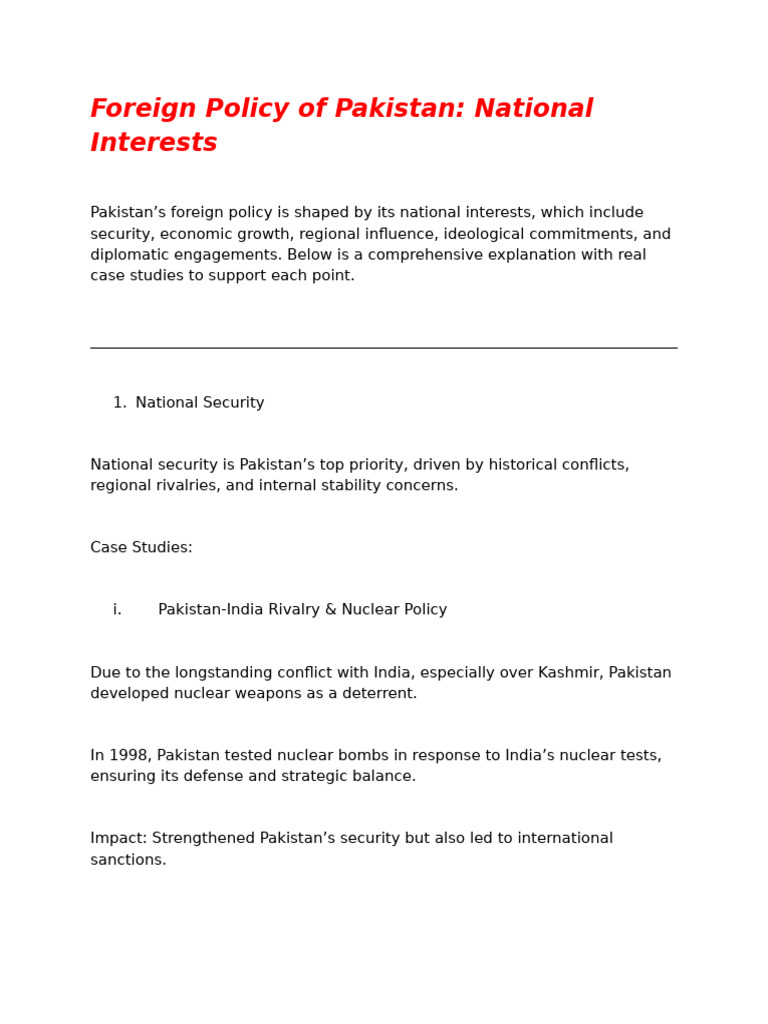 Pakistan's Foreign Policy: Key Factors & Challenges | PDF | Pakistan ...