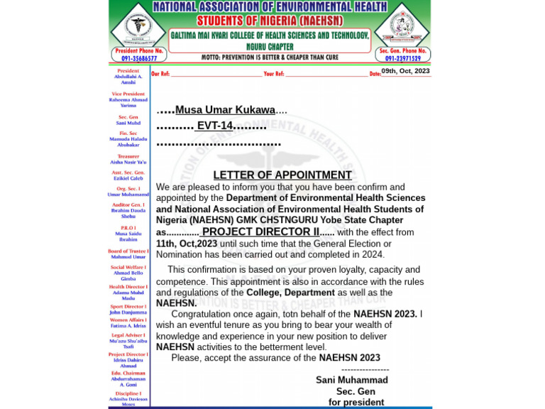 Appointment as Project Director II | PDF