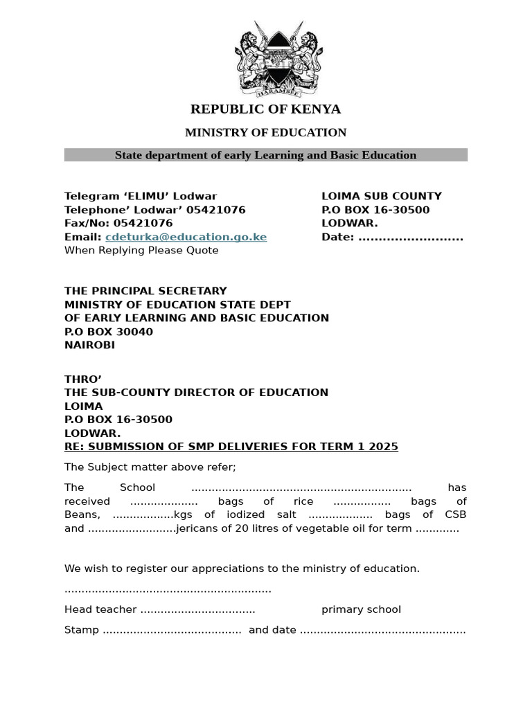 Submission of SMP Deliveries Term 1 2025 | PDF