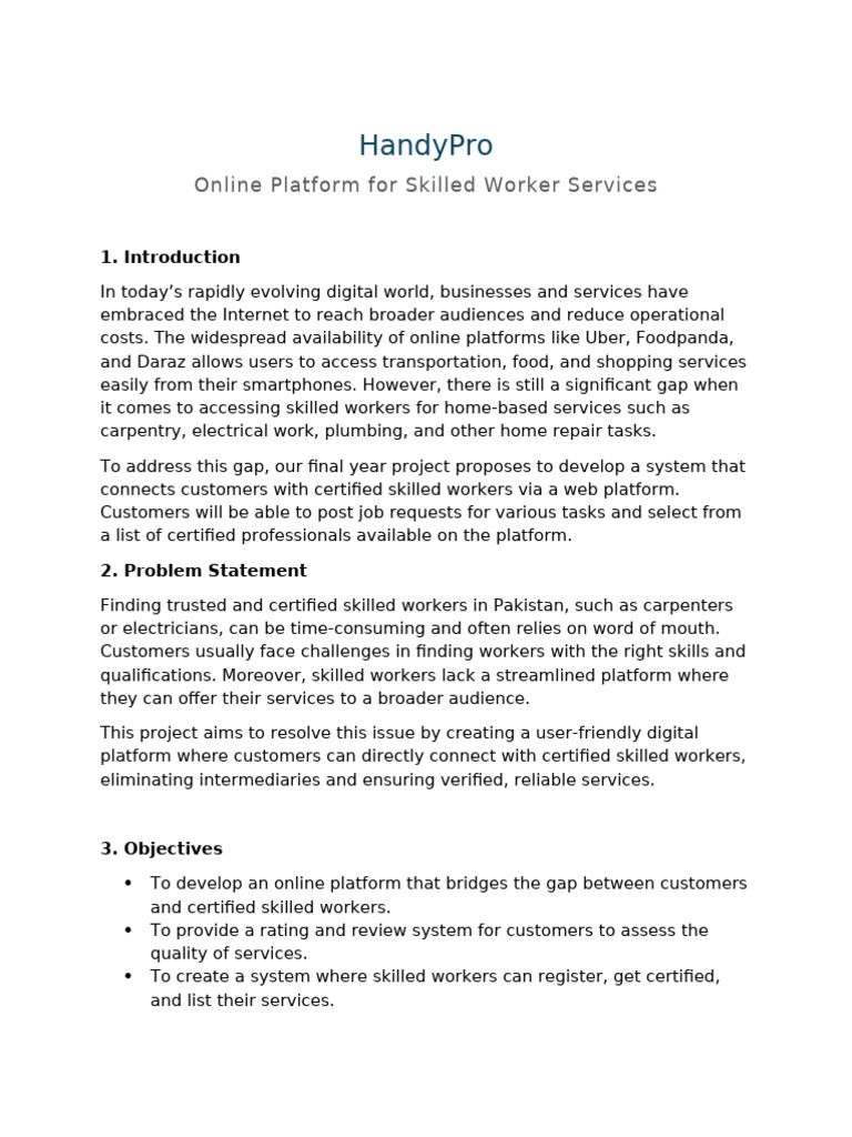 HandyPro - Proposal | PDF