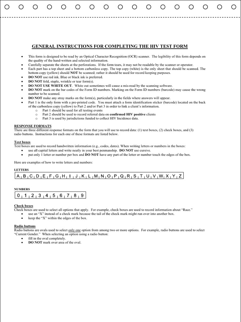 Attachment 3 B HIV Test Form Page 1 | PDF | Sexually Transmitted ...