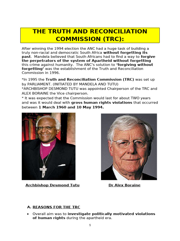 TRC Notes | PDF | Justice | Crime & Violence