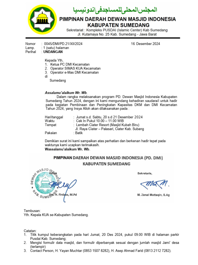 Surat Undangan DMI | PDF