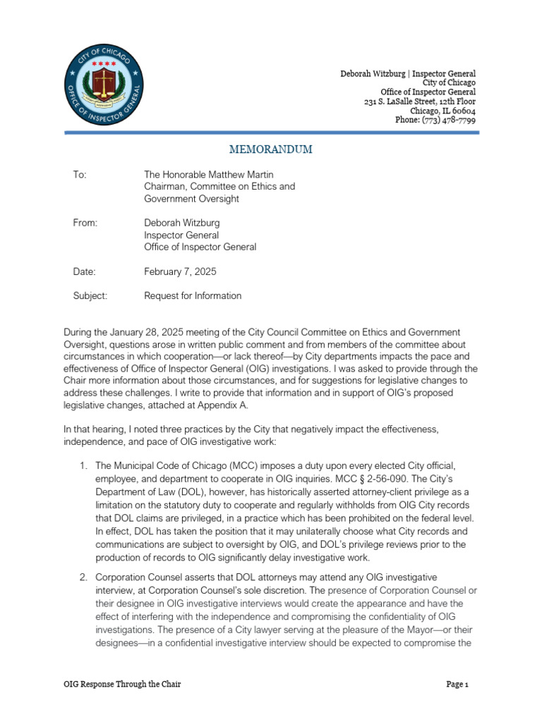 IG Letter to Council Ethics Committee | PDF | Attorney–Client Privilege ...