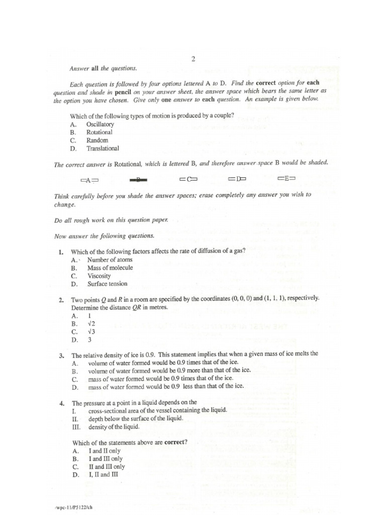2011 WASSCE ELECTIVE PHYSICS PAPER 1 | PDF