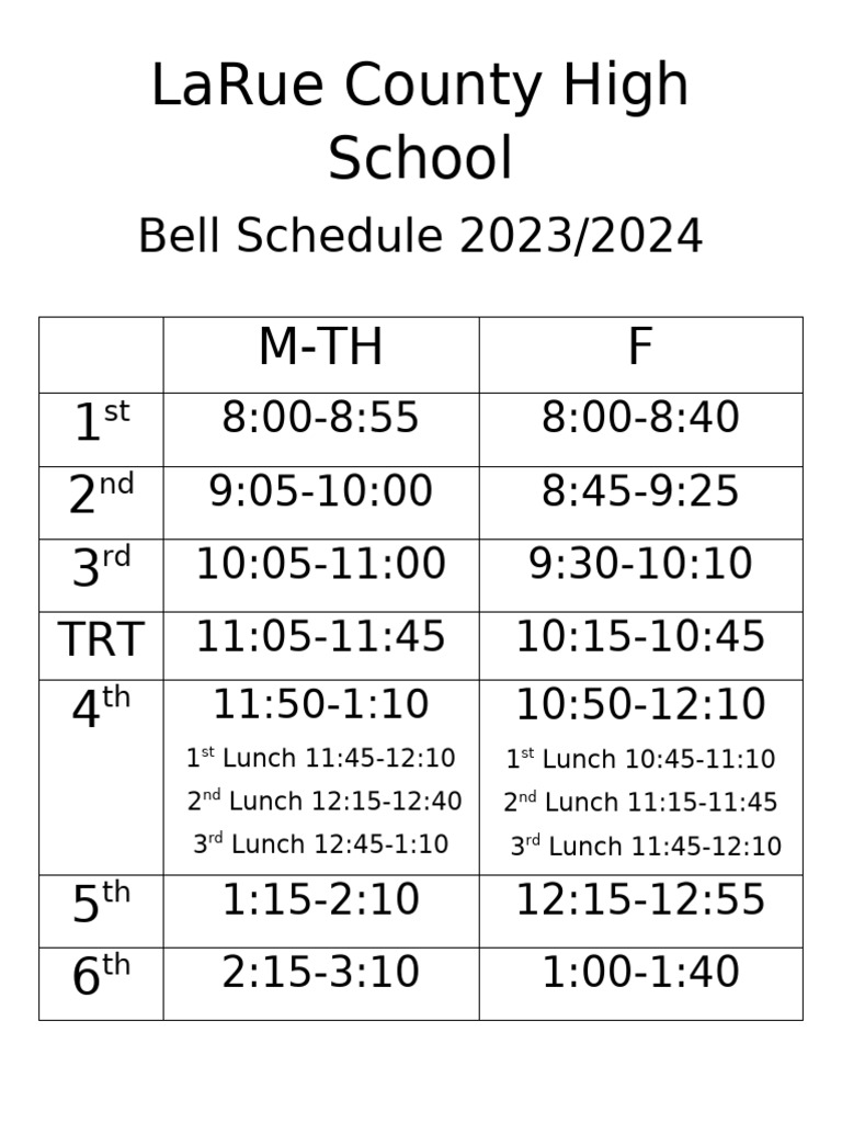 Bell Schedule 2023-2024 | PDF