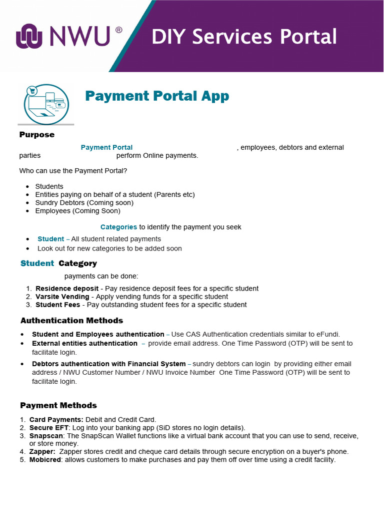 NWU Payment Portal Guide | PDF | Payments | Credit Card