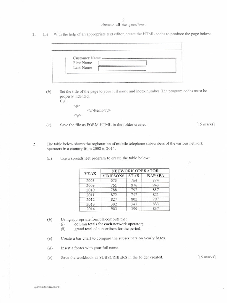 2017 Wassce Info & Comm Tech Papaer 3 | PDF | Databases | Information Technology