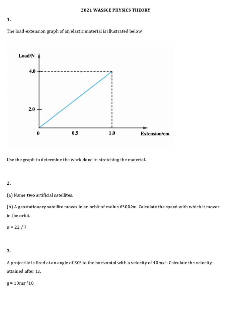 2021 WASSCE Physics Theory Questions | PDF | Heat | Orbit