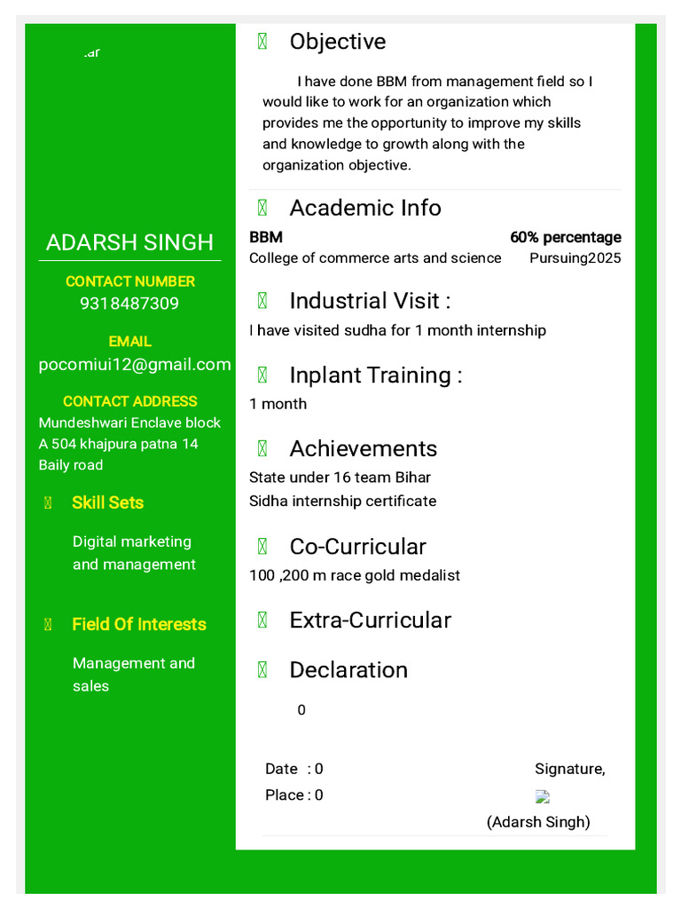 Adarsh Singh Technical Resume | PDF