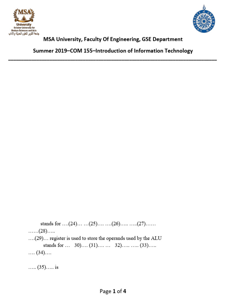 COM155 Fall2019 Sheet1 | PDF | Computer Data Storage | Central ...