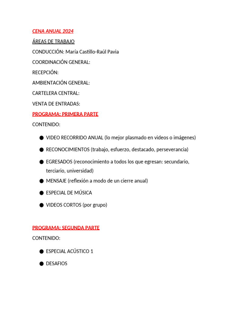 Programa Cena Anual 2024 | PDF