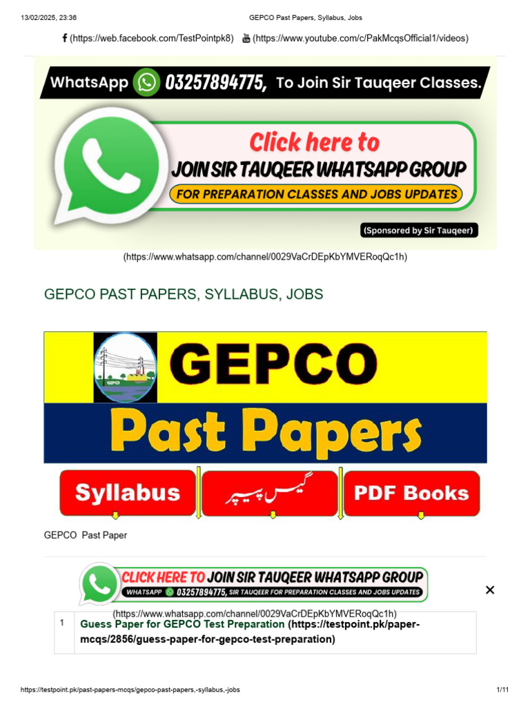 GEPCO Past Papers, Syllabus, Jobs | PDF | Multiple Choice
