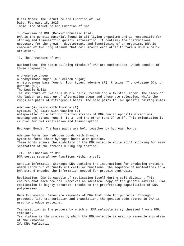 Understanding DNA Structure and Function | PDF | Dna | Dna Replication