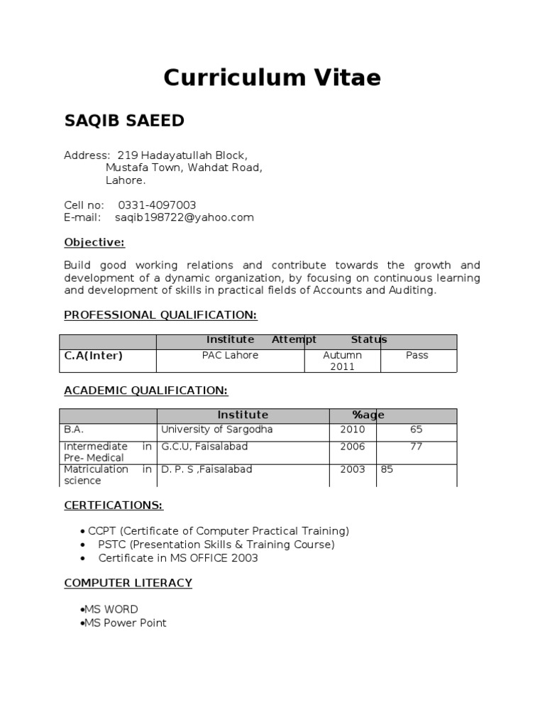 Saqib Saeed's Professional CV | PDF | Career & Growth