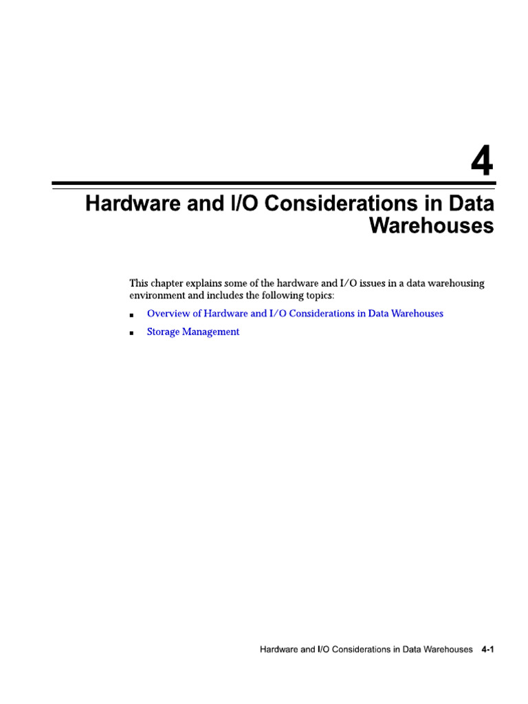 Lecture 4 - Hardware and IO Considerations in Data Warehouse | PDF