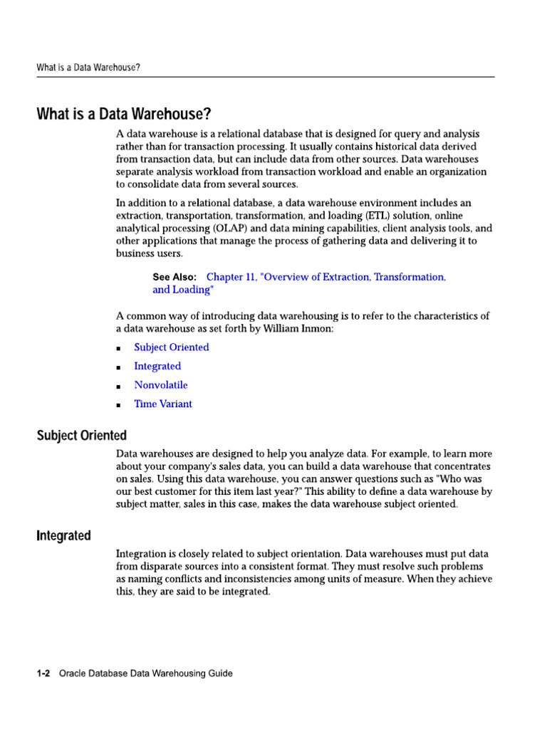Lecture 1a - Data Warehousing Concepts | PDF