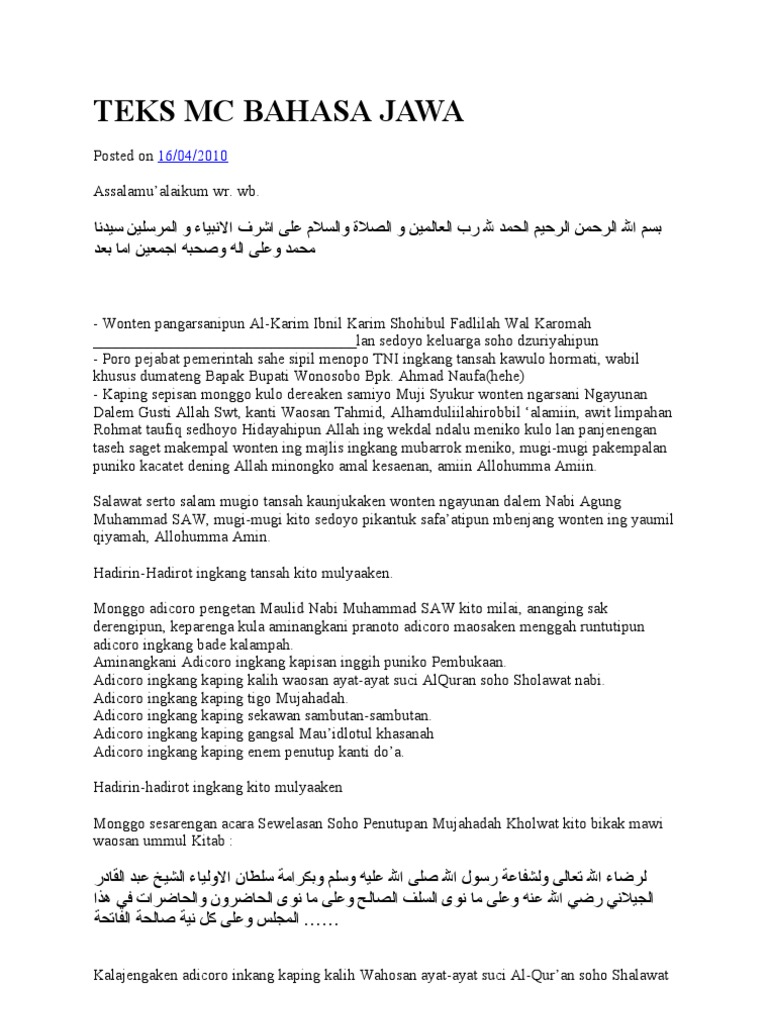 Teks MC Bahasa | PDF