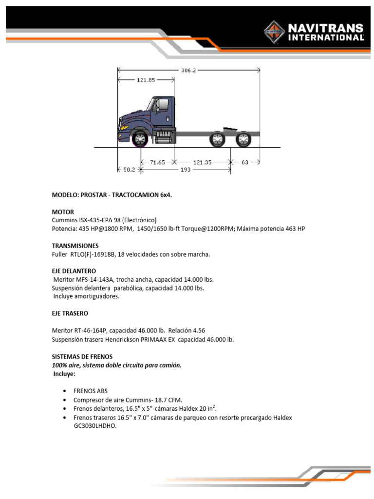PROSTAR-TRACTOCAMION 6x4 | PDF