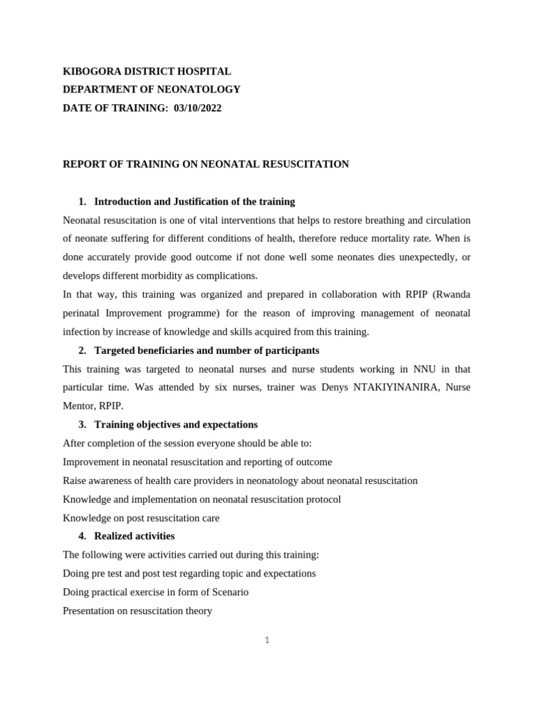 Neo Teaching Resuscitation Report | PDF | Cardiopulmonary Resuscitation ...