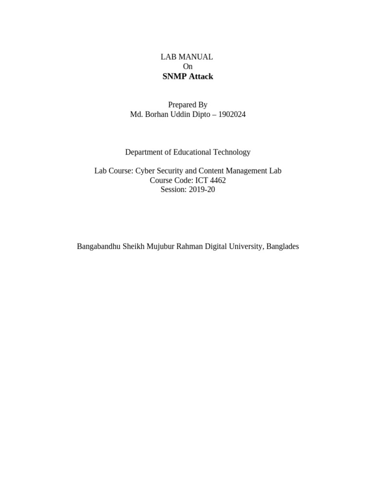 SNMP Attack LAB MANUAL Borhan (1902024) | PDF | Computer Security | Security