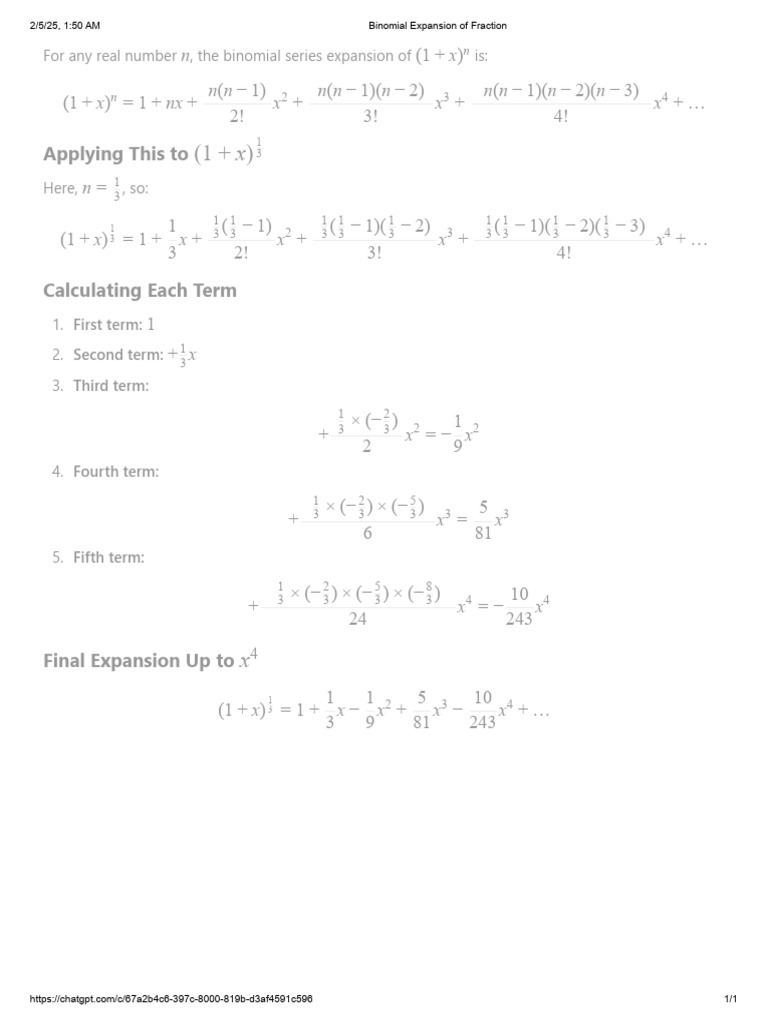Binomial Expansion of Fraction | PDF | Mathematics