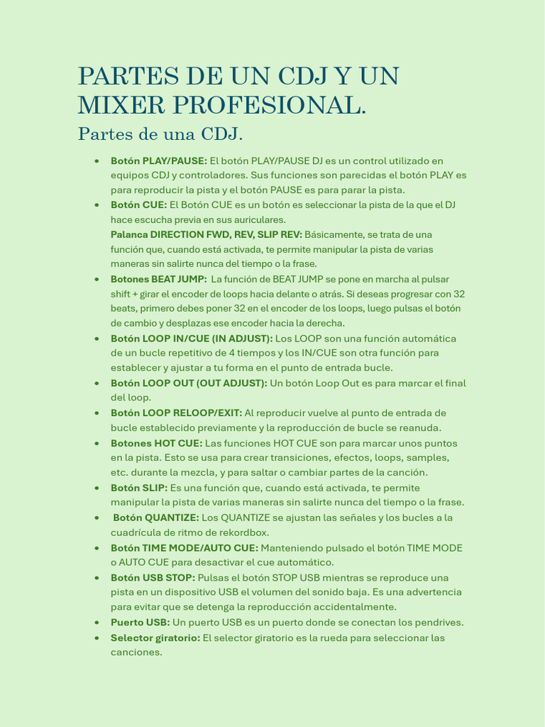 Partes de CDJ y Mixer Profesional | PDF | Auriculares | Disc jockey