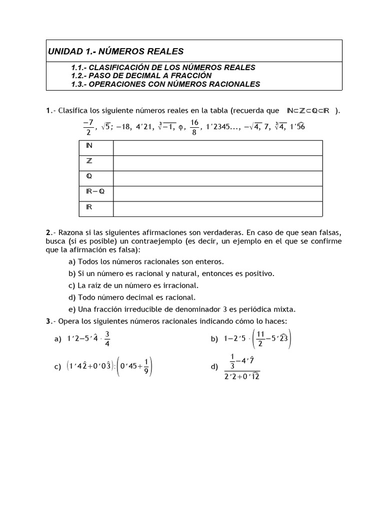 Fichas Reales MatB 23 | PDF | Número racional | Número Real