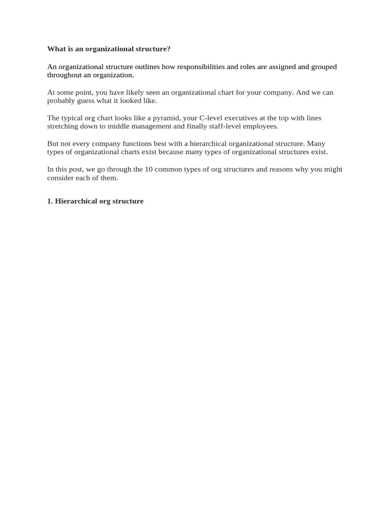 Types of Organizational Structures Explained | PDF | Organizational ...