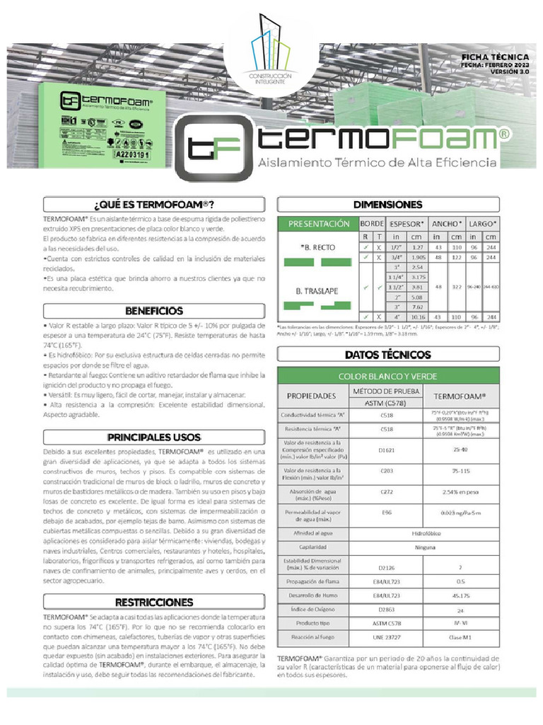 Ficha Técnica Termofoam | PDF