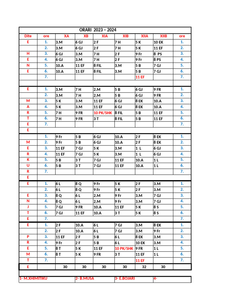Orari 2023-2024 | PDF