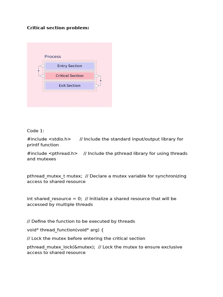 Critical Section Problem Codes | PDF | Thread (Computing) | Operating ...