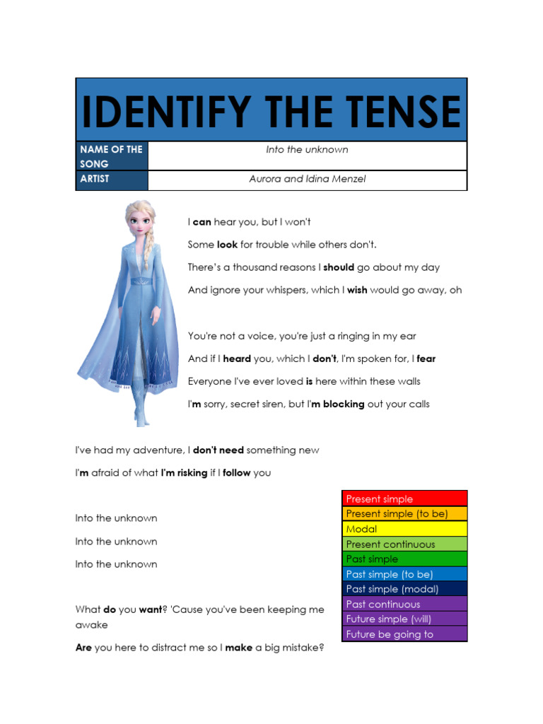 Identify The Tense - Song Activity | PDF