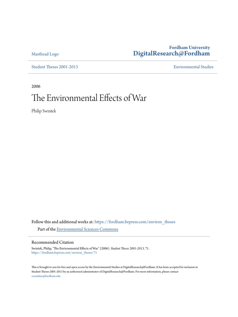 The Environmental Effects of War | PDF | Agent Orange | Theology