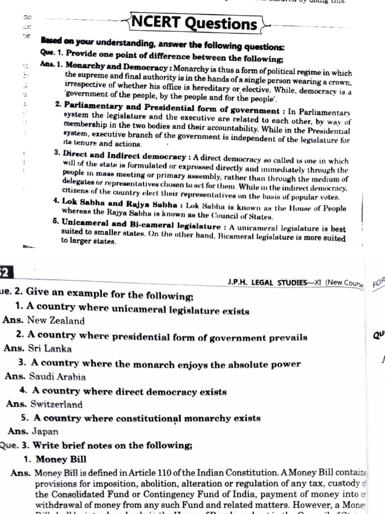 Legal Studies Class 11 JPH CH 2 Ncert Q-A | PDF | Judiciaries | Government