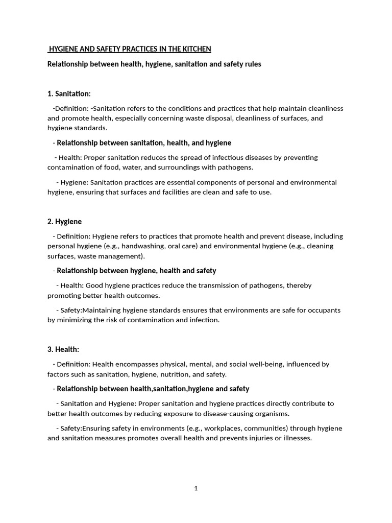 hygiene and safety | PDF | Hygiene | Sanitation