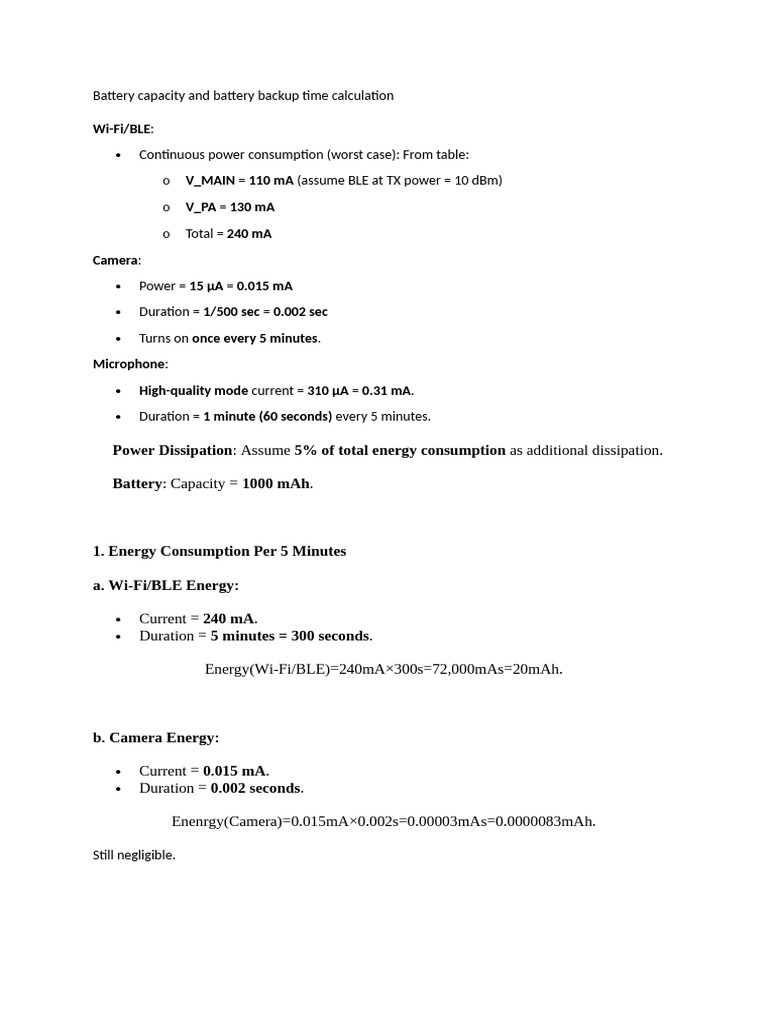 Battery Capacity and Battery Backup Time Calculation | PDF ...