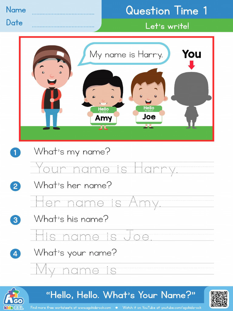 Hello Hello Whats Your Name Question Time 1 Bingob 108732 | PDF