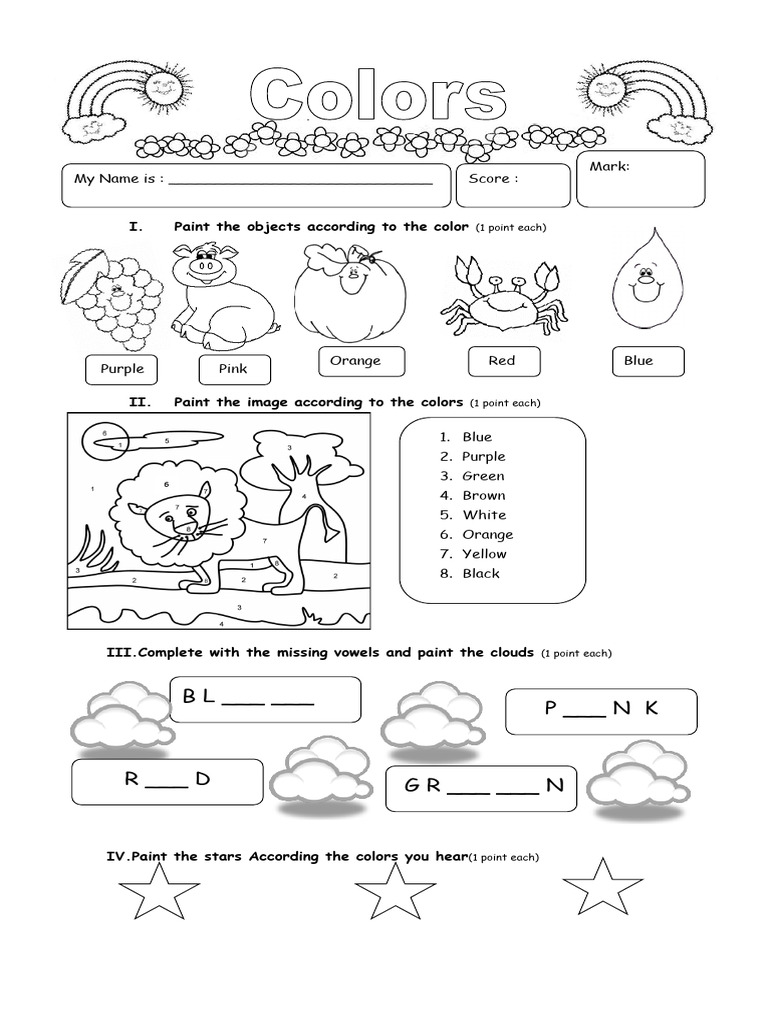 Color Painting Activity Worksheet | PDF