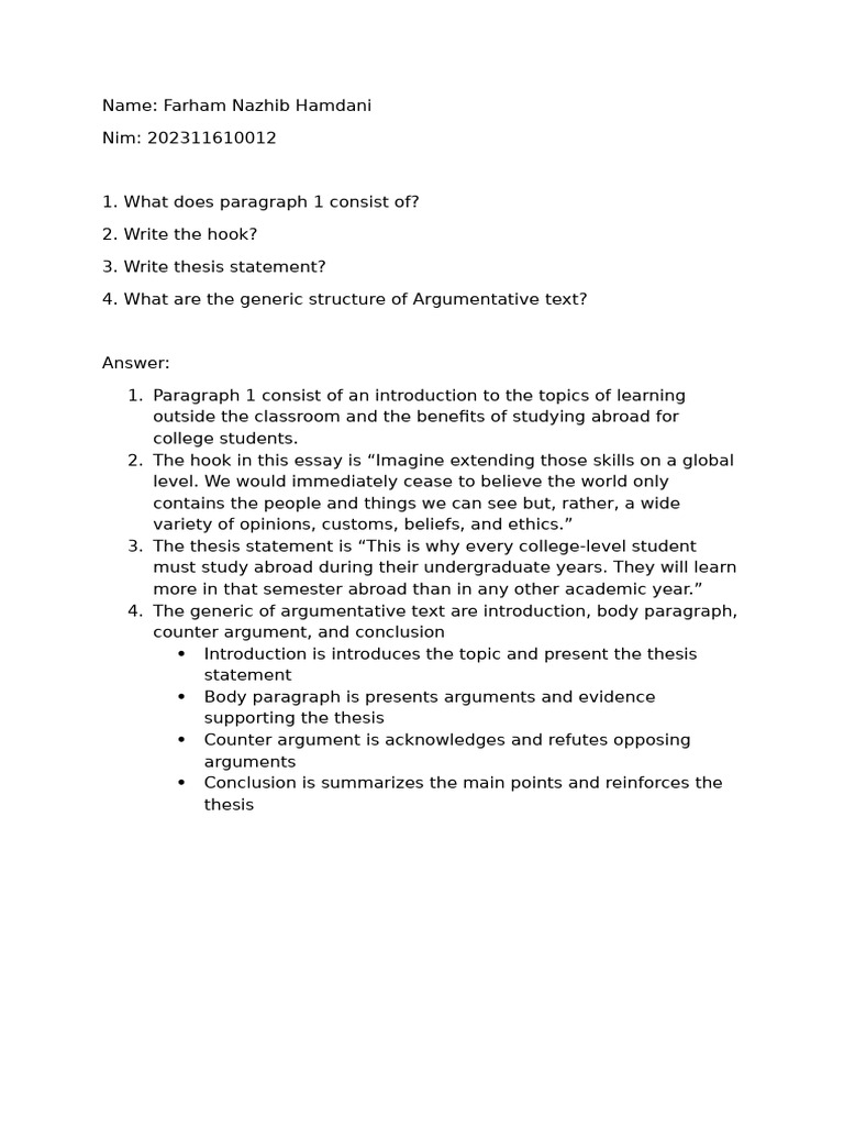 Argumentative Essay Structure Guide | PDF