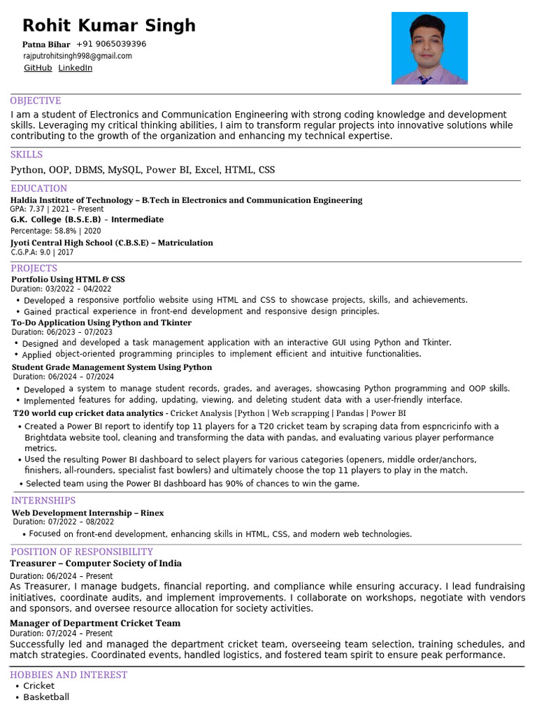 Data Analyst Rohit.cv | PDF | Object Oriented Programming | Python (Programming Language)