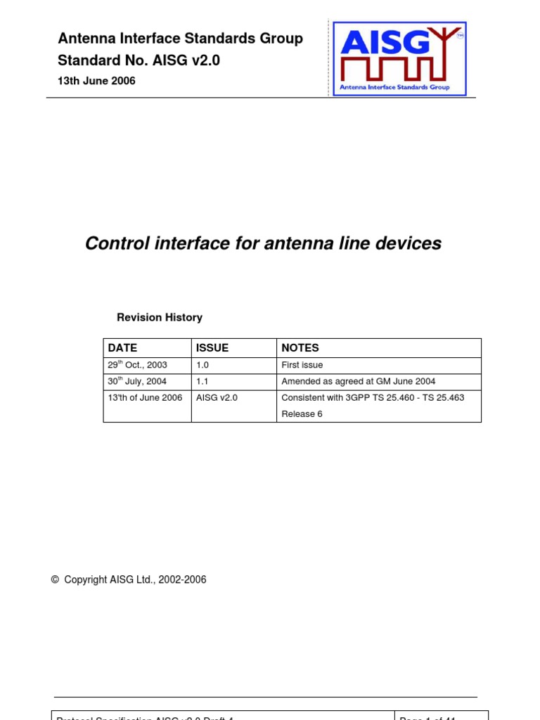 Control Interface For Antenna Line Devices: Antenna Interface Standards ...
