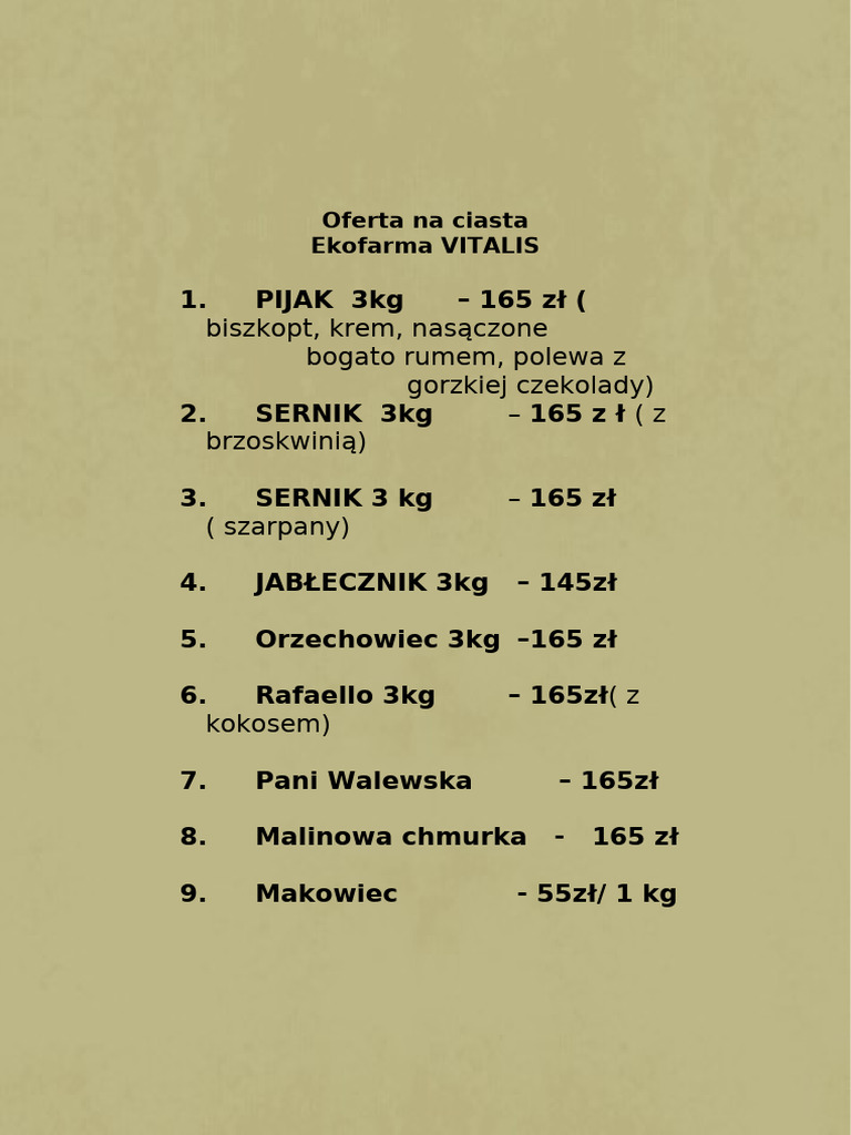 Ciasta Vitalis | PDF