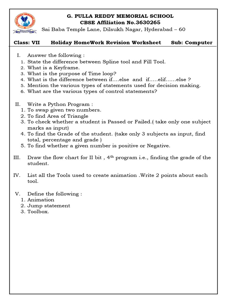 Grade7 Revision WS | PDF